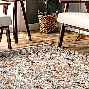 nuLOOM Harriet Vintage Medallion Fringe Accent Rug, 2' x 3', Light Brown