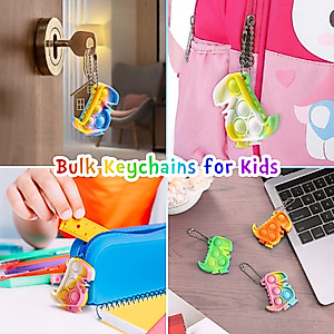 Dinosaur Party Favors 30 Pack Fidget Toys Bulk Dinosaur Keychains Dino Party Favors for Kids 4-8 Children Mini Supplies It Toddler Small Birthday Decorations Pop Fidgets Its for Boys Girls