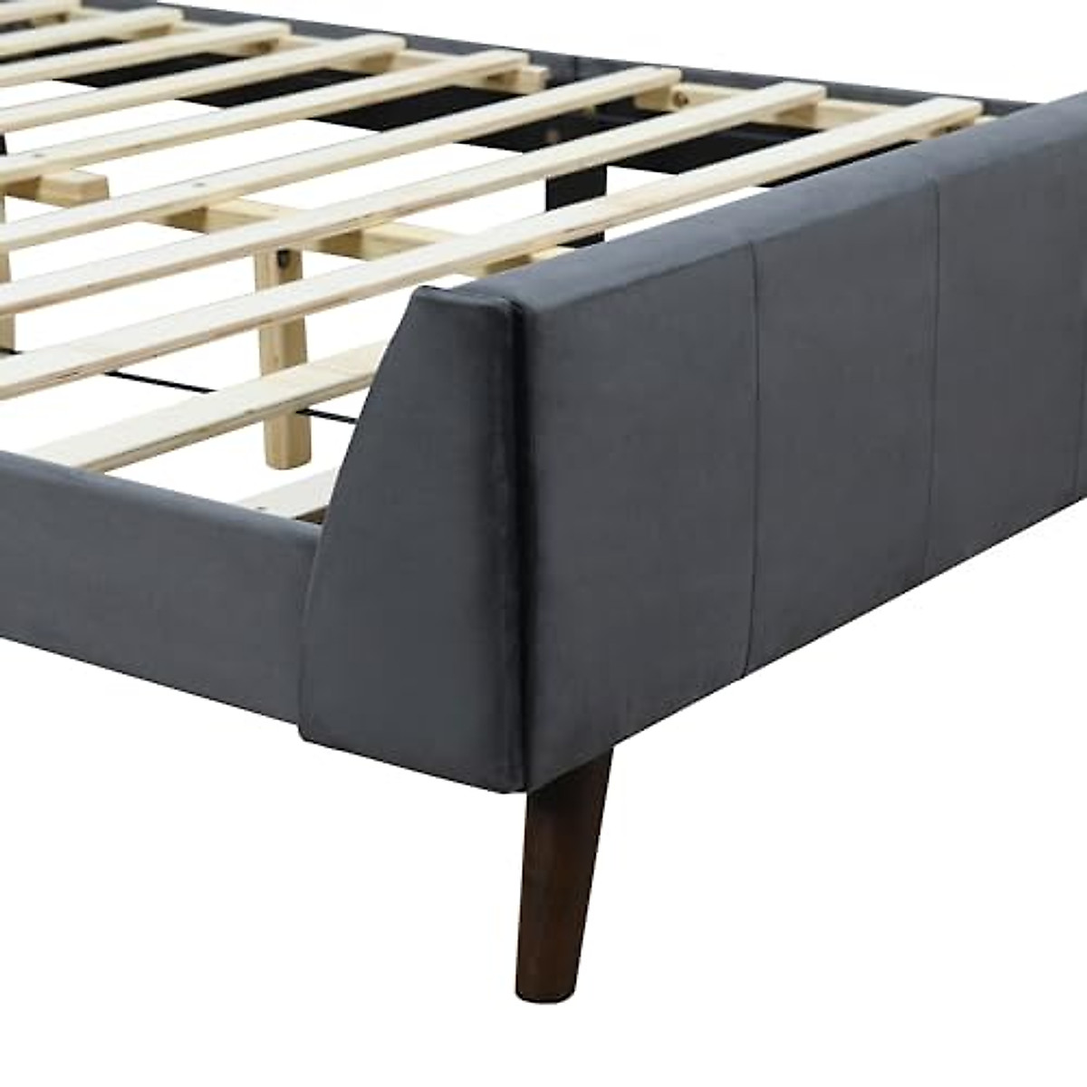 Livavege Queen Bed Frame with Wingback Headboard and Footboard, Velvet Upholstered Platform w/Wooden Slats Support, Queen Size Bedframe No Box Spring Needed, Easy Assembly/Mattress Foundation