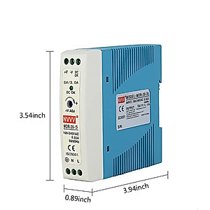 MDR-20-5 AC to DC DIN-Rail Power Supply 5V 3 Amp 15W