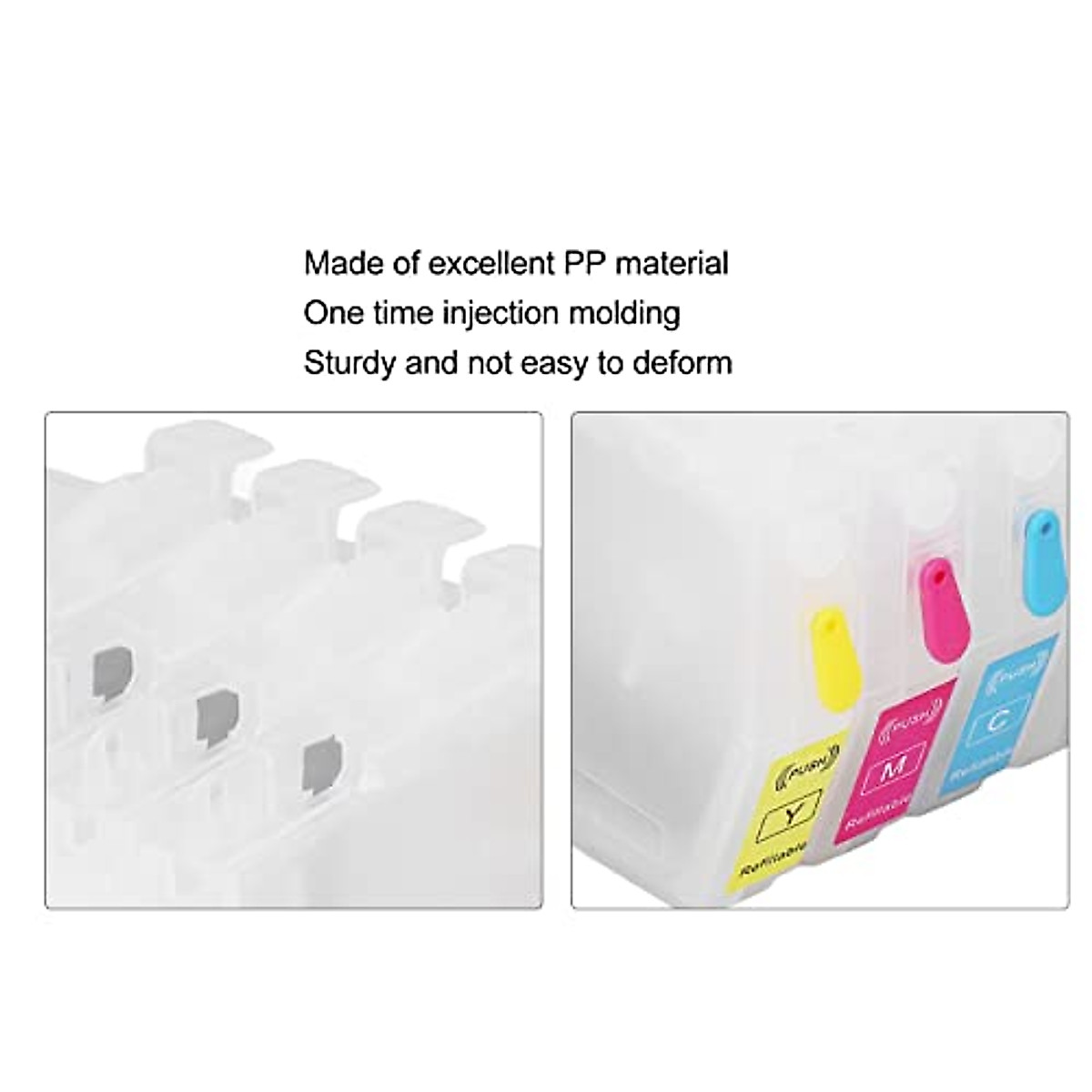 Refill Cartridge Replacement, Sturdy Refill Cartridge Smoothly Output Good Sealing Magenta Blue Yellow Black PP for Printer (LC3219)