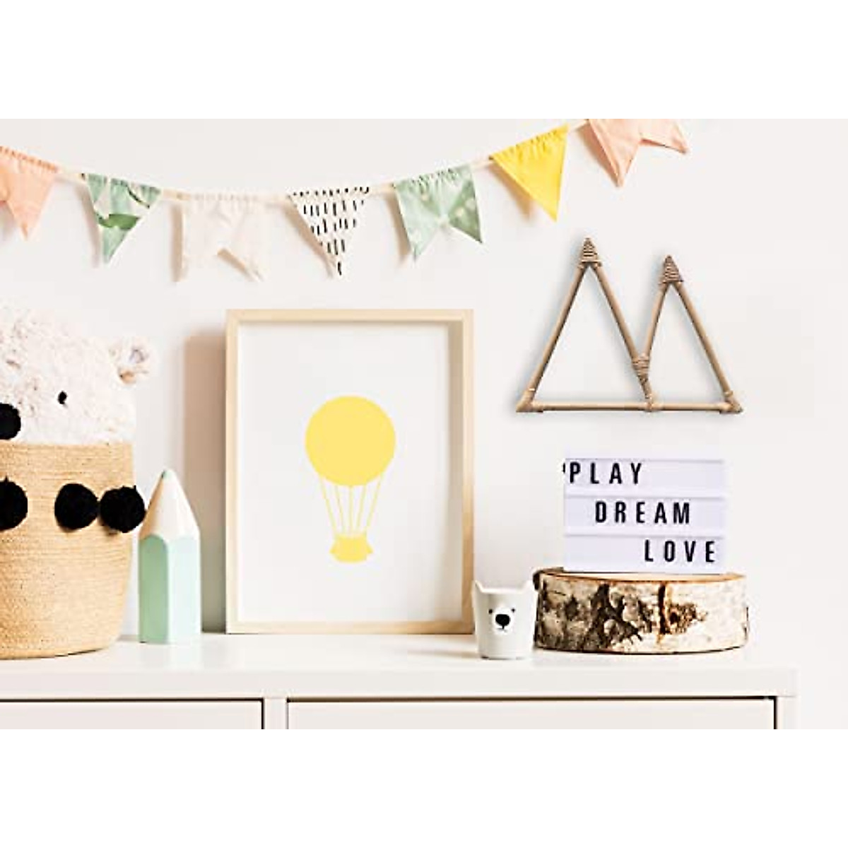 Lucky Love Mountain Decor & Woodland Decor for the Baby Boy or Baby Girl Boho Nursery and Kids Playroom Wall Decor| Lightweight, Easy To Hang and Made of Rattan