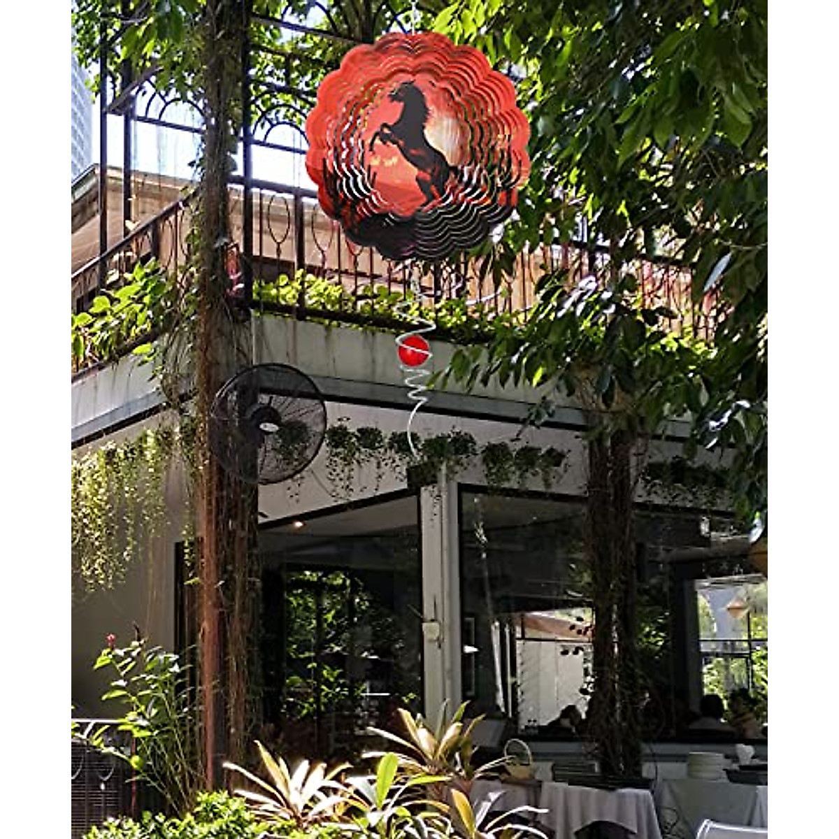 Wind Spinners Outdoor Metal Large,3D Horse Cactus Wind Spinner Hanging Decor,Kinetic Spinners for Yard Garden,12inch Shiny Wind Spinner Art Ornament,Stainless Steel Red Wind Sculptures & Spinners