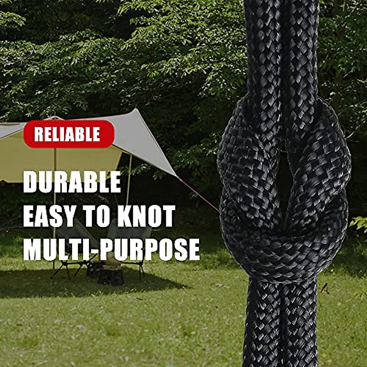 650lb Paracord/Parachute Cord - 9 Strand Paracord Rope - 100', 200' Spools of Parachute Cord, Type III Paracord for Camping, Hiking and Survival (Black, 100 Feet)