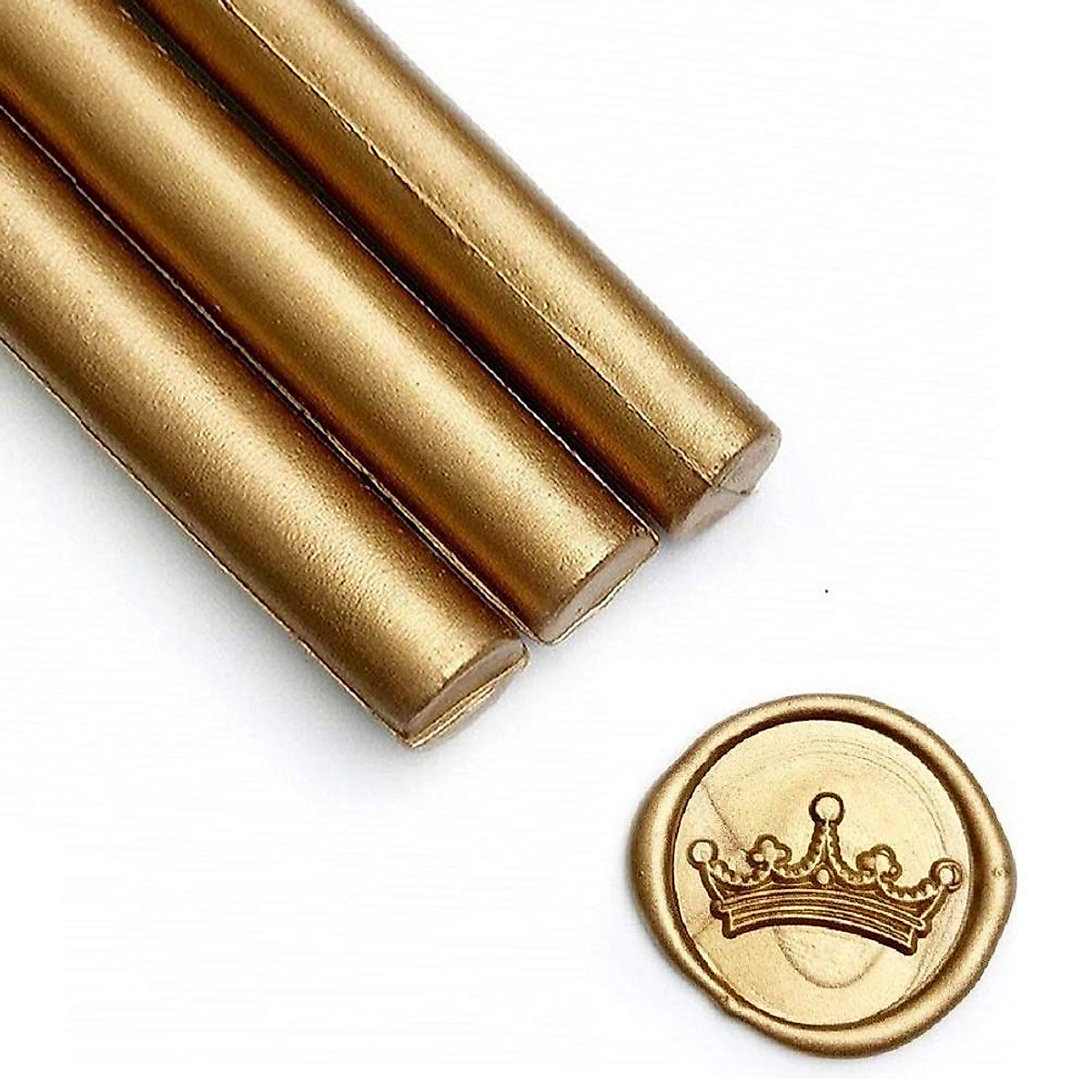 UNIQOOO Mailable Glue Gun Sealing Wax Sticks for Wax Seal Stamp - Metallic Antique Gold, Great for Wedding Invitations, Cards Envelopes, Snail Mails, Wine Packages, Christmas Gift Ideas, Pack of 8