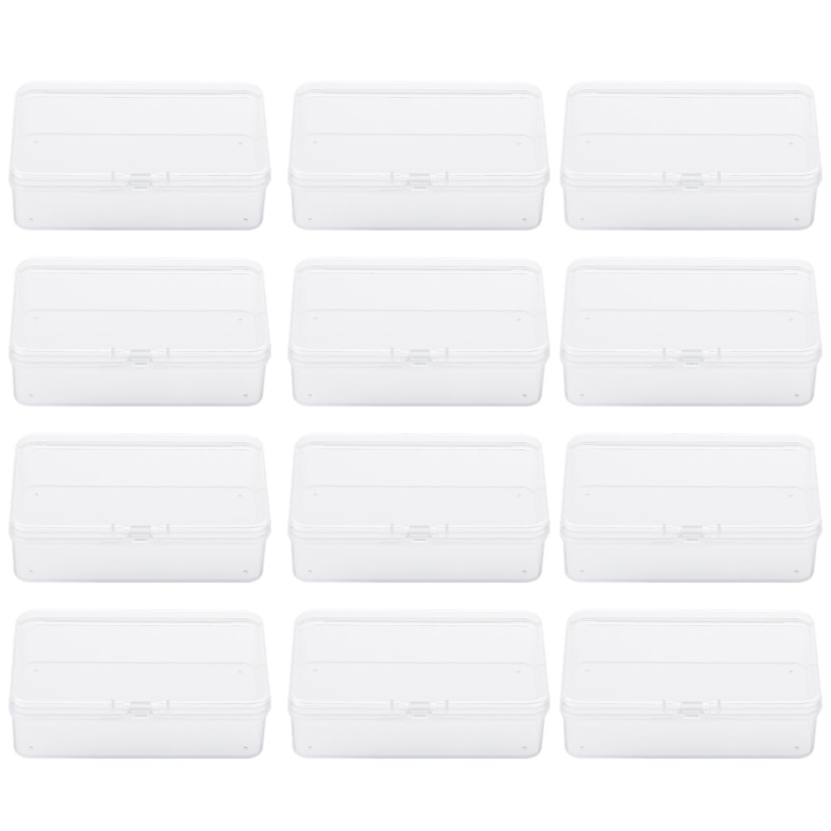 BATTIPAW 12PCS Hair Tie Organizer, Transparent Mini Storage Box, Rectangle Clear Plastic Storage Container, Portable Small Items Holder with Lid for Home, Offices, Business Trips, Travels (12PCS)