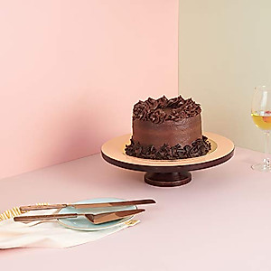 Folkulture Cake Knife and Server Set, Stainless Steel Cake Cutting Set for Wedding, Pie or Patry Serving Set for Home Decorations, Large 2-Piece Dessert Set for Boho Gifts, Rose Gold