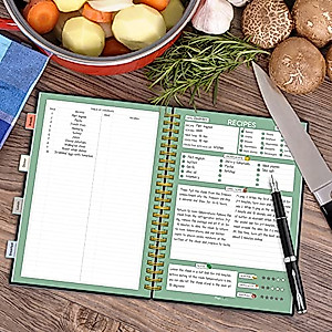 Alltree Recipe Book to Write in Your Own Recipes, Sprial Personal Blank Recipe Book, Blank Recipe Notebook with 15 Tabs for Family Cooking Lover, 120 Pages Recipe Organizer, Black(5.5"x8.5")