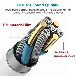 [2 in 1] Headphone Adapter for iPhone,3.5mm Jack Dongle Aux Audio Charger Splitter,Compatible with iPhone13/12/SE/XR/XS/X/8/8Plus/7/7 Plus Audio Earphone Adaptor Support All iOS System，White