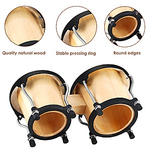 EastRock Bongo Drum 4” and 5” Set for Adults Kids Beginners Professionals Tunable Wood and Metal Drum Percussion Instruments With Tuning Wrench