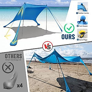 UNIMEIX Beach Canopy Sun Shelter with Beach Blanket and Carry Bag, UPF 50+ Beach Sun Shade Canopy Pop Up Beach Canopy Tents for Beach, Fishing, Backyard, Camping, 2 Poles with Blanket