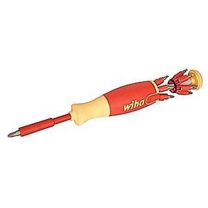 Wiha 38050 14 Piece Insulated Pop-up Bit Holder Set Slotted, Phillips, Square, Pozidriv.