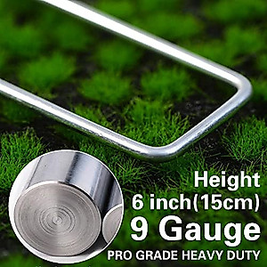Bakulyor 50 Pcs Landscape Staples, 8 Inch 9 Gauge Garden Stakes, Galvanized U-Shaped Ground Pins, Heavy-Duty Yard Stake for Gardening Weed Barrier Fabric, Sod Decorations Fence and Irrigation Tubing