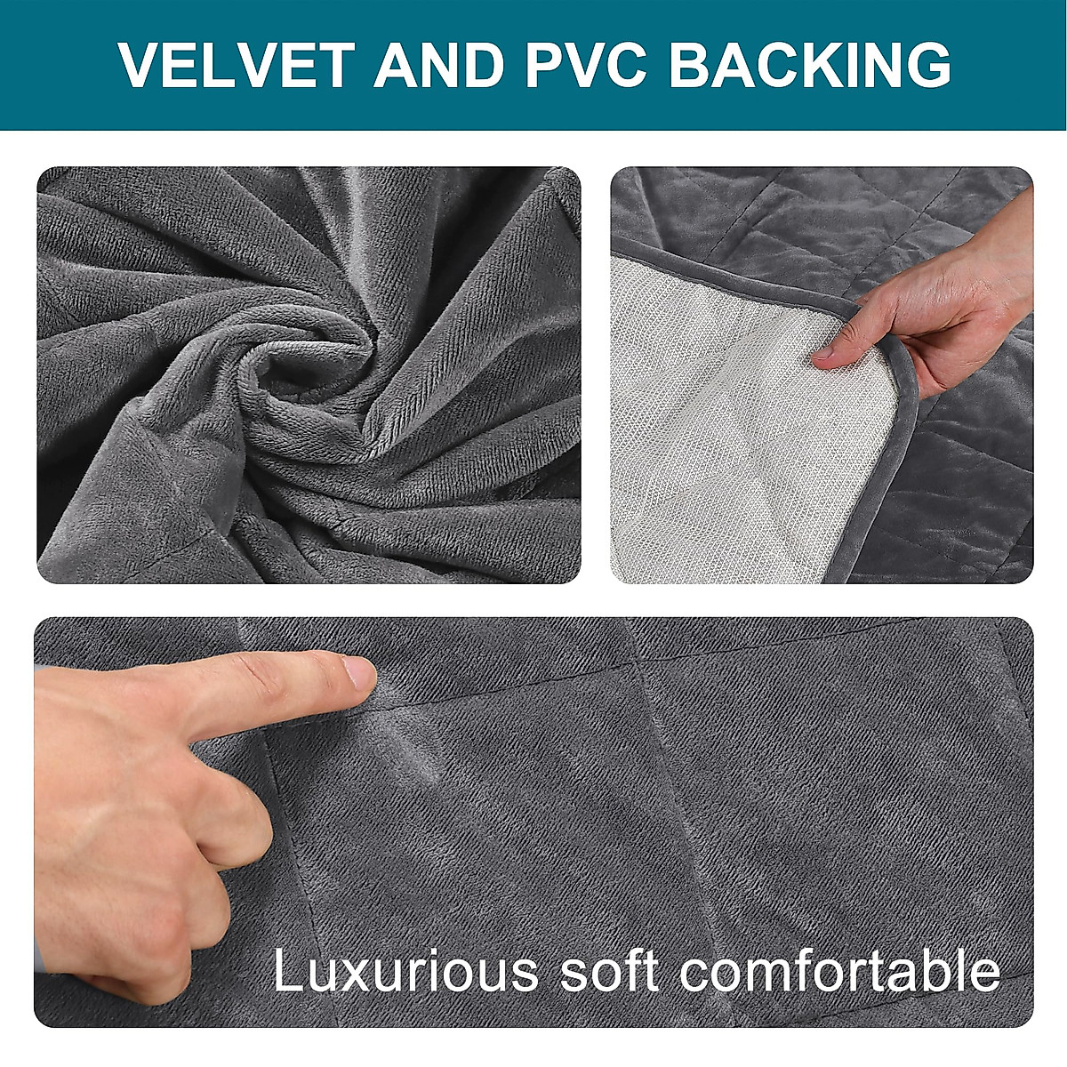 Turquoize Velvet Armrest Covers for Chairs and Sofas Couch Armrest Cover for Recliner with Side Pocket Non-Slip Arm Covers Protector for Dogs Washable Armrest Slipcovers Set of 2, Gray