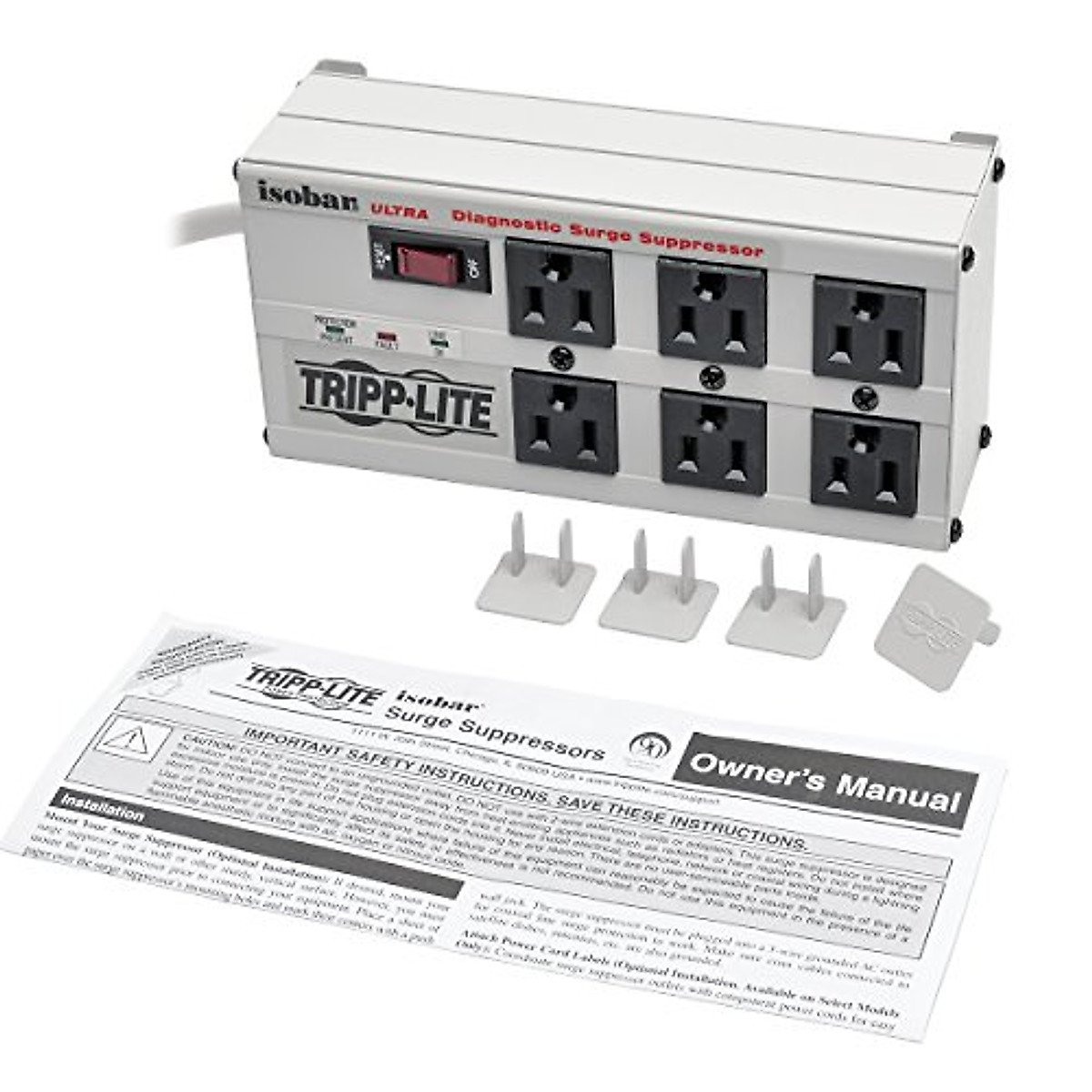 Tripp Lite ISOBAR6Ultra Isobar 6 Outlet Surge Protector Power Strip, 6ft Cord, Right-Angle Plug, Metal, Lifetime Limited Warranty & $50,000 Insurance White