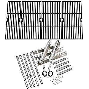 Uniflasy Replacement Parts Kit, Heat Plate Tent Shield, Grill Burner Pipe, Adjustable Crossover Tube and 18 Inch Grill Cooking Grates for Charbroil Performance 6 Burner 463276617,463244819,463238218
