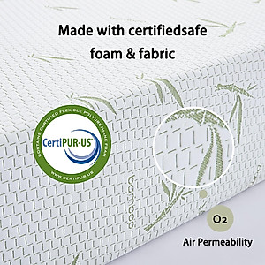 KYLE & KAY King Foam Mattress, Medium Firm Green Tea Gel Mattress, 8 Inch Memory Foam Mattress for Boys, Girls, Mattress in A Box, CertiPUR-US Certified Mattress, 76 x 80in, White