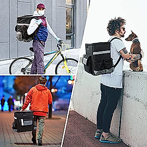 Thermal Food Delivery Backpack w/Cup Holders Insulated Pizza Delivery Bag Mesh Pocket and Receipt Window Waterproof Cooler Bag for Outdoors,Doordash, Uber, Postmates, Instacart