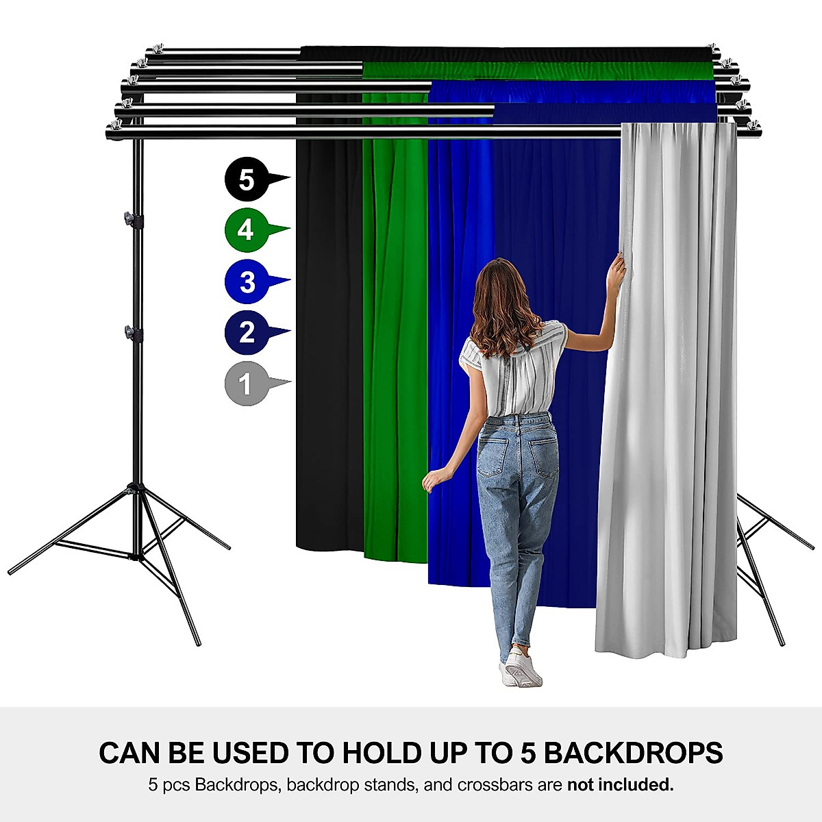 Julius Studio [2 Pack] 5-Crossbar Mount Backdrop Support, Dual & Triple Crossbar Connector Hardware for Multi Layer Backdrop Screens, Decorations, Photoshoot, Party, Birthday, Curtains, JSAG754