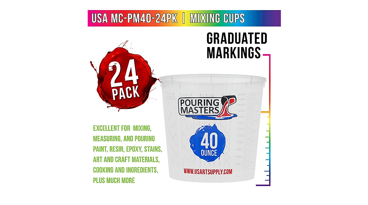 Pouring Masters 40oz Graduated Mixing Cups for Paint & Resin