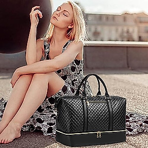 Travel Bag with Shoe Pouch,Weekender Bag Overnight Duffle Bag Carry On Bag Travel Tote Duffel Bags for Traveling Sport Duffel Bag Gym Bag for Women or Men