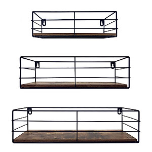 CRUGLA Floating Shelves Wall Mounted Set of 3, Hanging Storage Shelf for Bathroom, Living Room, Bedroom, Kitchen Home Decor