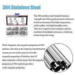 DYWISHKEY 60 Pieces 1/4-20 x 3/8" 1/2" 5/8" 3/4" 1" Stainless Steel 304 UNC Threads Hex Button Head Cap Screws Bolts and Nuts Assortment Kit with Hex Wrench