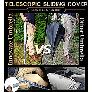 Innovate Golf Umbrella – Telescopic Cover Attachment – Fibreglass Frame – Automatic Open Button – Windproof – UV Protection with Blackout Shade – Large Canopy – Non-Drip – Quick Drying (Oxford Blue)