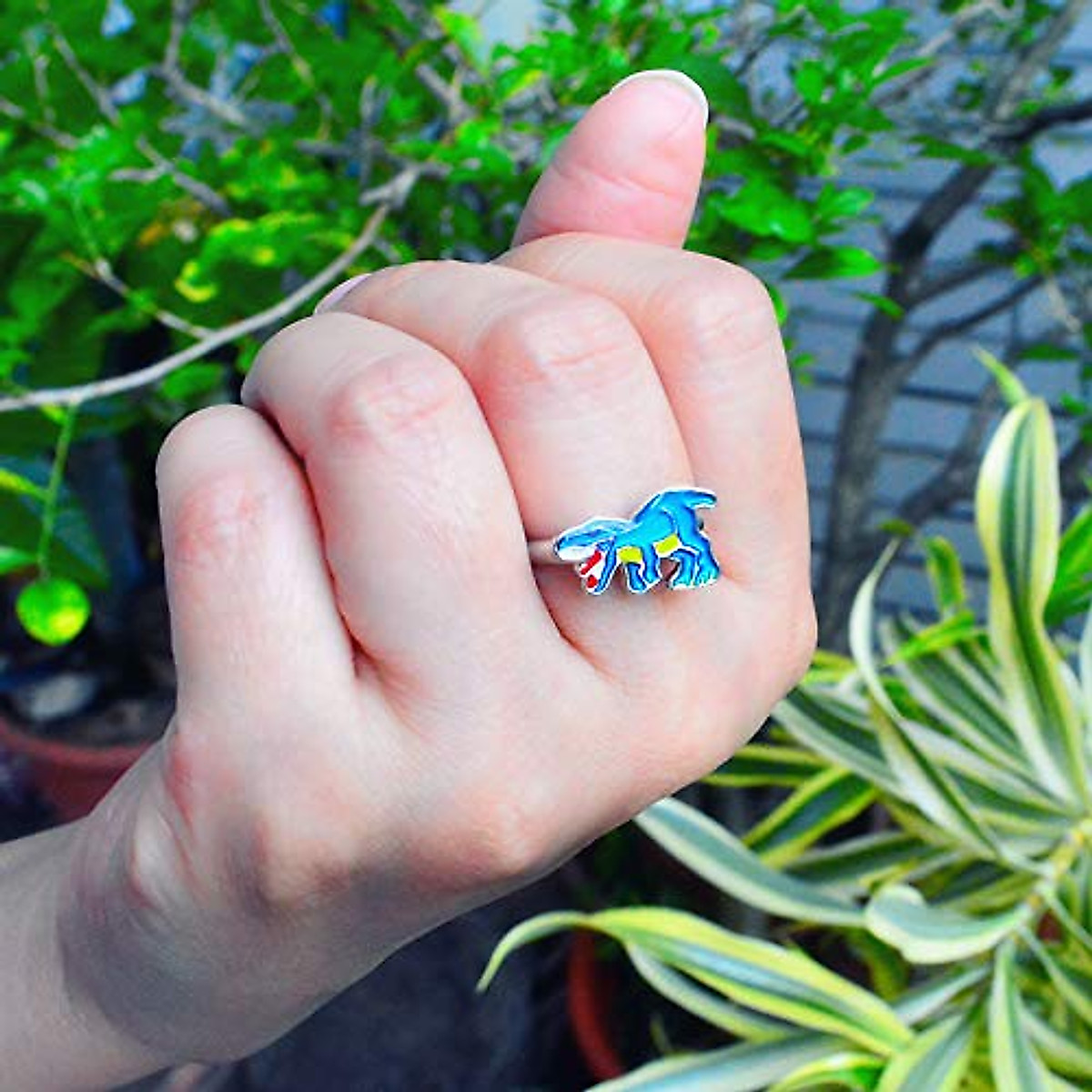 FUN JEWELS Dinosaur Color Change Kids T-Rex Mood Ring Gift for Boys Girls Size Adjustable