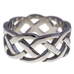 Fantasy Forge Jewelry Celtic Knot Ring Open Weave Wedding Band Stainless Steel 9mm Handfasting Size 9
