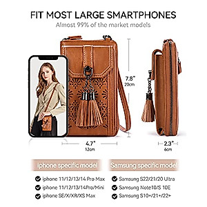 SIIHENRRY Small Crossbody Cell Phone Purse for Women, RFID Blocking Wallet Purse with Tassel, with Credit Card Slots