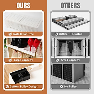 Beeveer Foldable Shoes Rack Organizer Clear Portable Plastic Shoes Rack for Closet Entryway Shelf Collapsible Large Storage Box Stackable Assembly Shoe Cabinet with Lids Door(9-Tier for 18-36 Pairs)