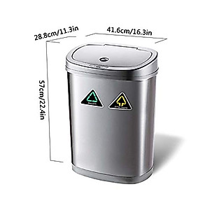 WXXGY Waste Bins,Trash Can 42L Separation Recycling Bin Stainless Steel Garbage Bin Powered by Batteries for Kitchen Living Room