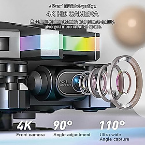 Mini Drone With Dual 4K HD FPV - Camera Remote Control With Altitude Hold, Headless Mode, One Key Start Speed Adjustment Toys Gifts For Boys and Girls (Black(battery x1))