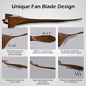 Solid Wood Ceiling Fans Without Light, 52 Inch Real Wood Ceiling Fan with Remote Control and 3 blade, Natural Wood Ceiling Fan Waterproof, Indoor Outdoor Ceiling Fans for Patio, Bedroom, Living room