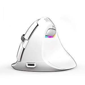 Ai5G Bluetooth Vertical Mouse M618 Mini 2.4Ghz Computer Wireles Mice 2400DPI Ergonomic Rechargeable Noiseless Gaming Mice for PC MAC (White)