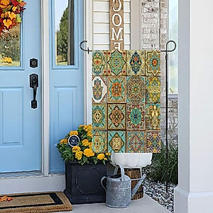 Double-sided garden flag Mandala Talavera Mexican Tiles Outdoor Flag Garden Flag Yard Outdoor Decoration （12×18in）.