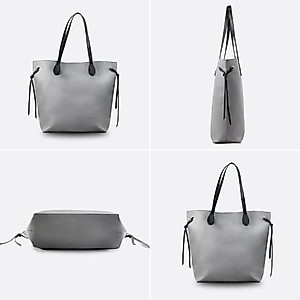 Women's Tote Bag Shoulder Bag Big Capacity Soft PU Leather Handbag with Decorative Strap