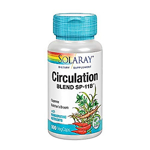 SOLARAY Circulation Blend SP-11B | Herbs & Cell Salt for Healthy Circulatory System Support | 50 Servings | 100 VegCaps