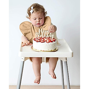 WILLOW + SIM Waterproof Baby Bib for Baby Girl - Better Than Silicone, Wipe Clean and Washable - Toddler Bibs with Food Catcher, Ideal Feeding Bib for Babies and Infants - No Sleeve - Sheepskin