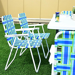 COSTWAY 6pcs Folding Beach Chair Camping Lawn Webbing Chair Lightweight 1 Position Blue