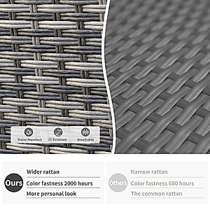 Outdoor Furniture Set, 6 Pcs Patio Furniture Set with Aluminum Frame, Wicker Recliner Chairs with Ottomans, Modern Outdoor Conversation Sets Sectional Sofa, Rattan Patio Set with Storage Table (Grey)