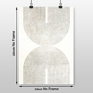 Neutral Canvas Wall Art Boho Mid Century Modern Prints Boho Beige Line Art Canvas Boho Art Wall Decor Set of 2 Mid Century Geometric Wall Decor for Bedroom Neutral Minimalist Print 16x24inch No Frame