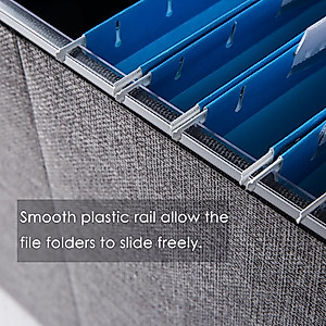 PRANDOM File Organizer Box - Set of 2 Collapsible Decorative Linen Filing Storage Hanging File Folders with Lids Office Cabinet Letter Size (15x12.2x10.75 inch)