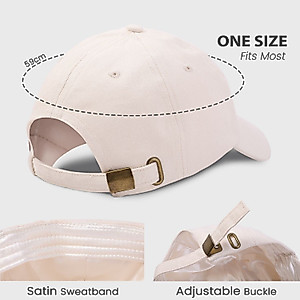 Hat Hut Satin Lined Baseball Cap for Women Satin Lined Baseball Hat for Curly Hair Adjustable Sport Cap Dad Hat for Men (Black)