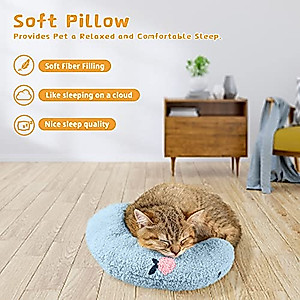 Pet Pillows for Cat Pet Toy, Soft Fluffy Cat Pillow, Catnip Toy Ball Pet Toy, Pet Calming Toy Joint Relief Sleeping Improve Pet Playing Toys Machine Washable-Blue