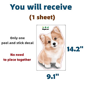 RoyoLam Cute Corgi Dog Wall Decal Nursery Animal Wall Sticker Removable Peel and Stick Waterproof Wall Art Decor Stickers for Kids Baby Classroom Preschool Living Room Playing Room Bedroom School