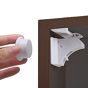 Child & Baby Magnetic Safety Proof Hidden Cabinet Drawer Locks Easy to Install-No Tools Or Screws Needed(4locks+1key)