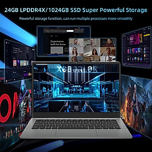 jumper Laptop, 24GB LPDDR4X RAM, 1024GB NVMe SSD, Intel Core i5 CPU(up to 3.6GHz), 14 Inch FHD IPS Display, Laptops Computer with 4 Stereo Speakers, Cooling Fan, 51.3WH, USB3.0 * 3, Metal.