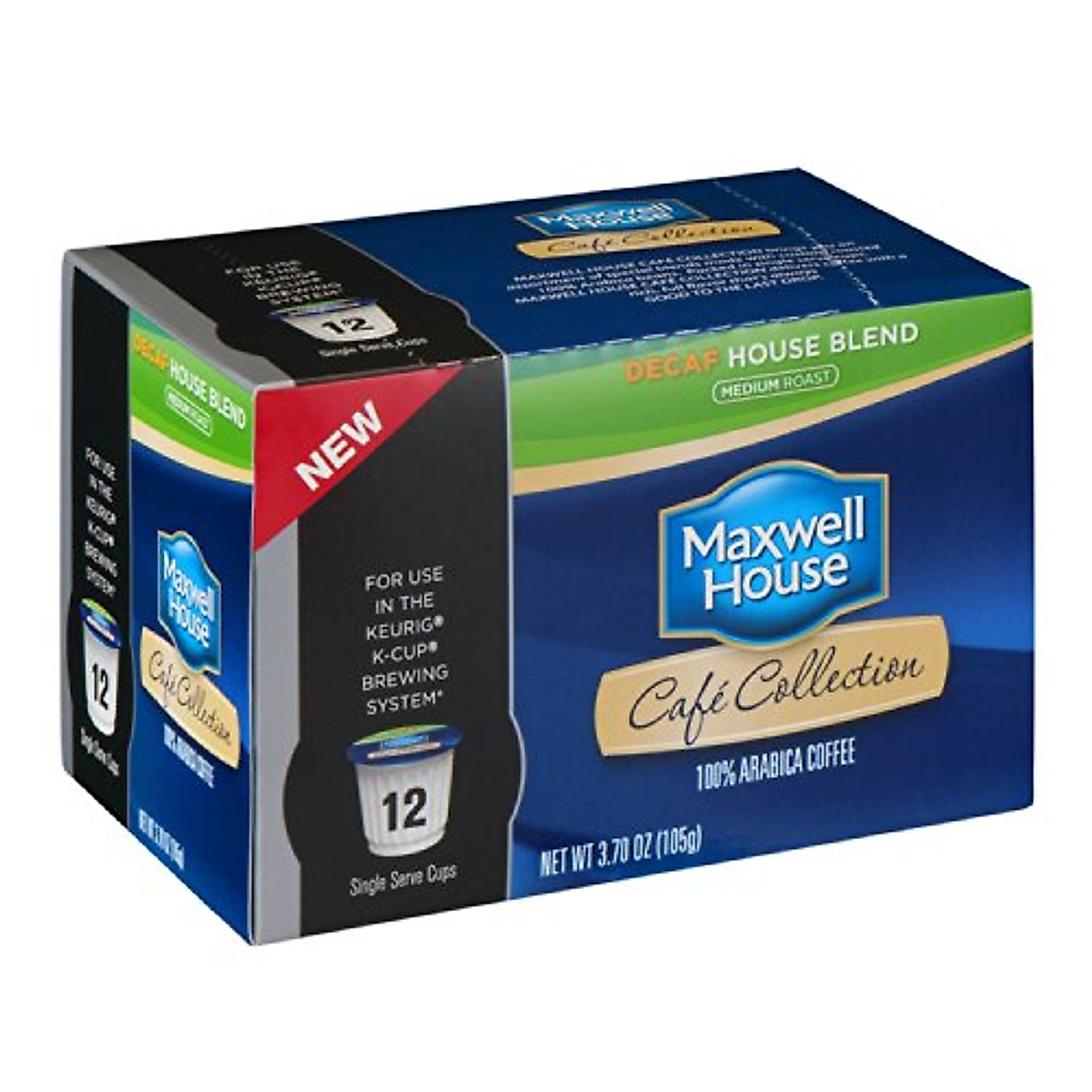 Maxwell House Cafe Collection Decaf House Blend K-Cups, 12 Count (Pack of 6)